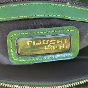 Pijushi | Bags | New Pijushi Green Crocodile Embossed Leather Top ...